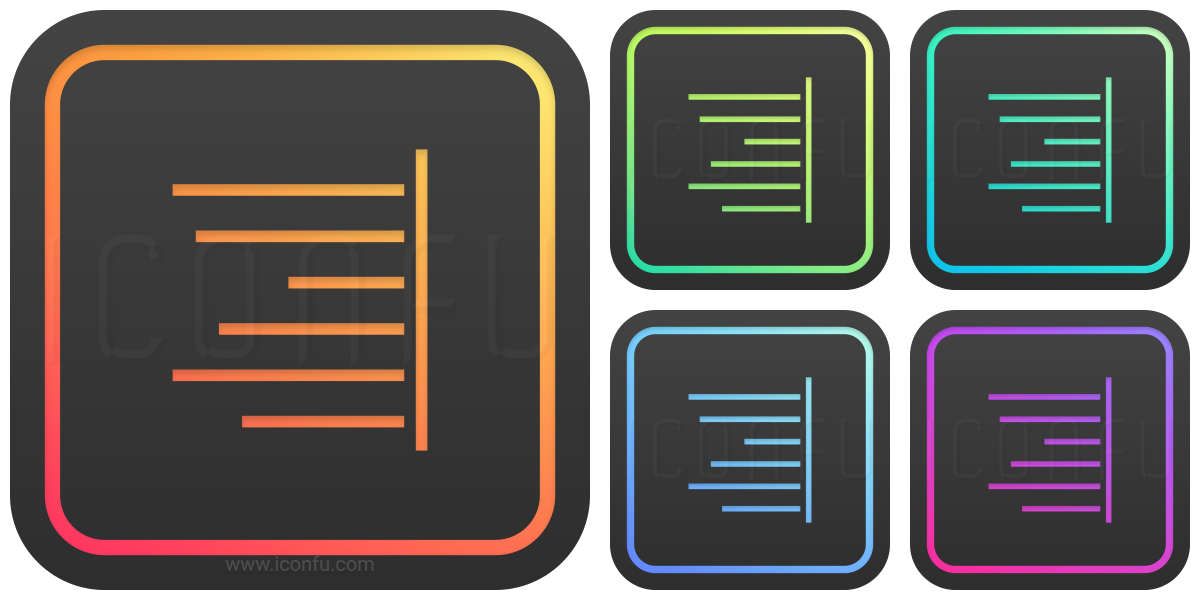text-align-right-icon-glow-style-iconfu