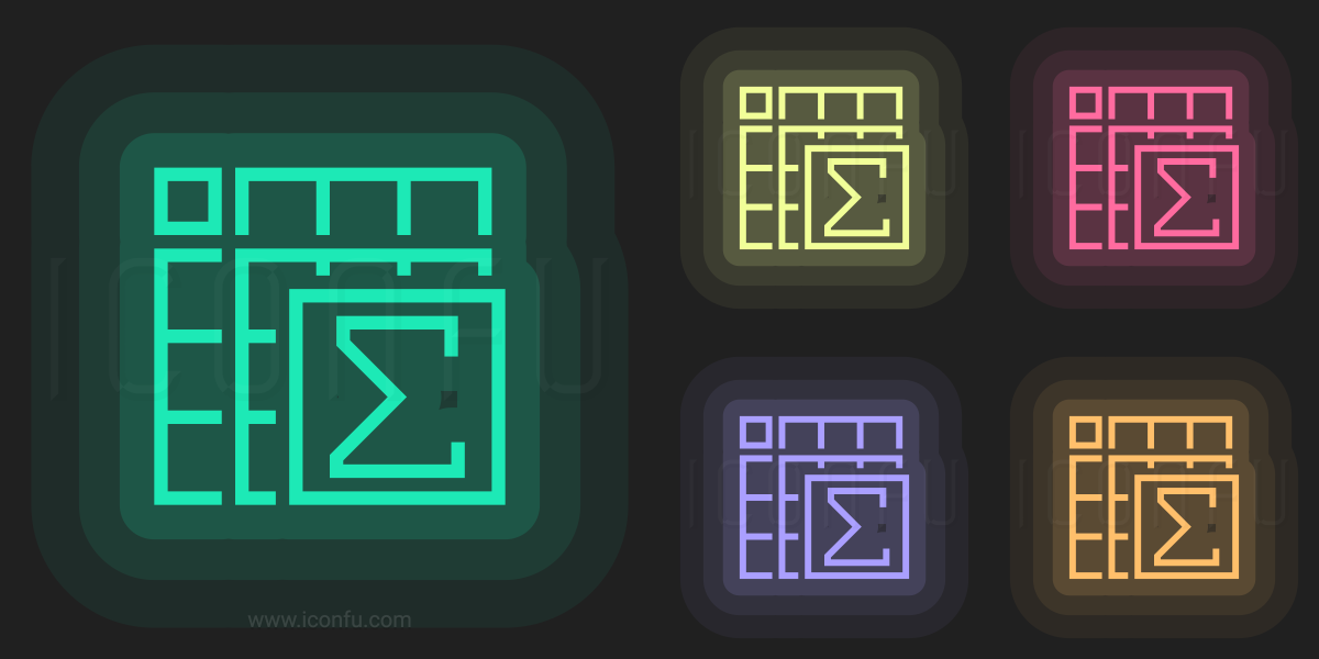  Spreadsheet Sum Icon Neon Style Iconfu
